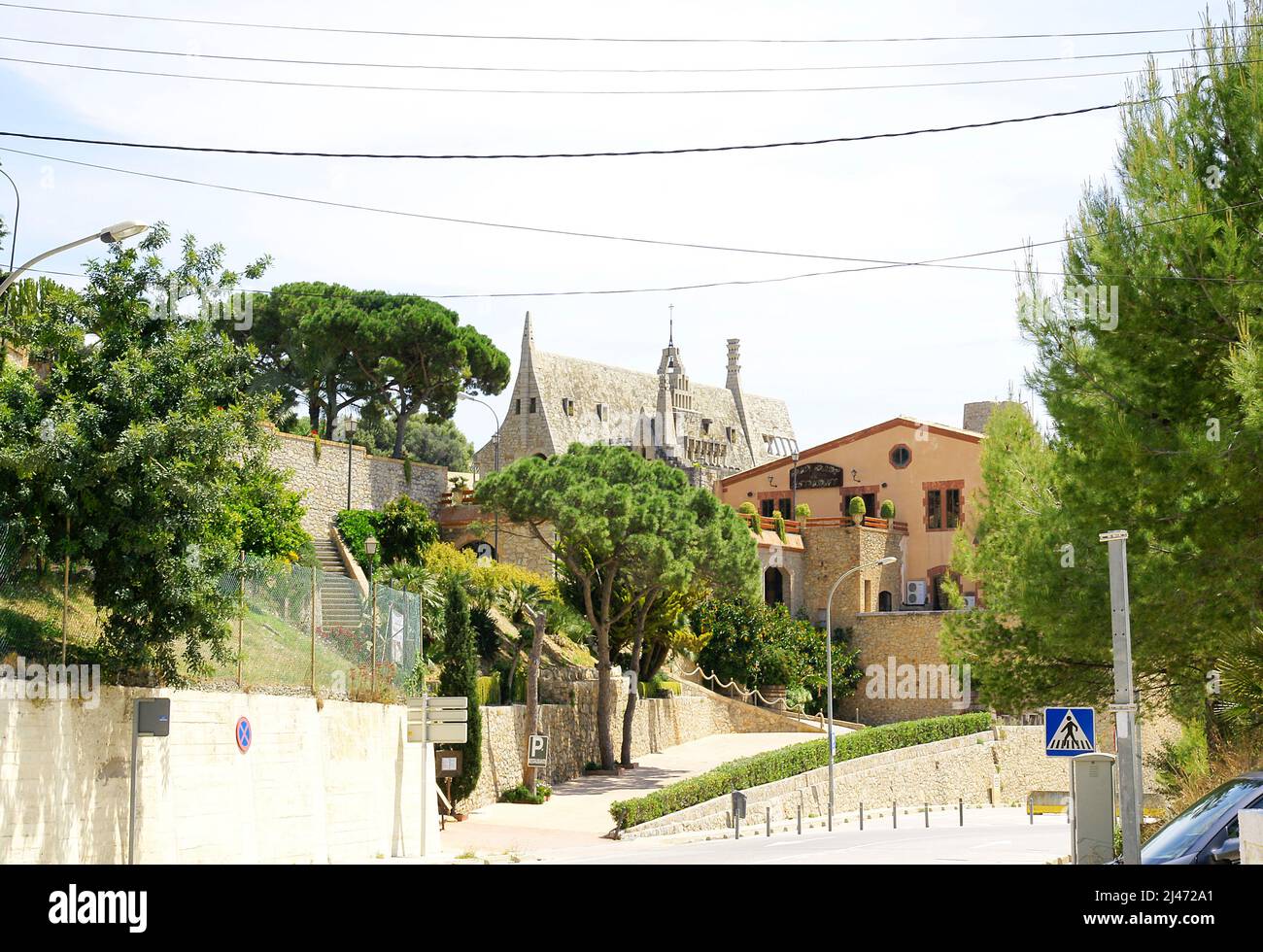Architectural ensemble of the Bodegas Guell in El Garraf, Barcelona ...