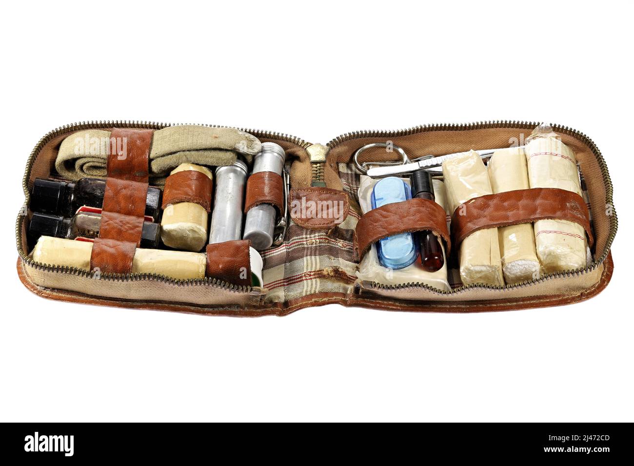 vintage first-aid kit isolated on white background Stock Photo - Alamy