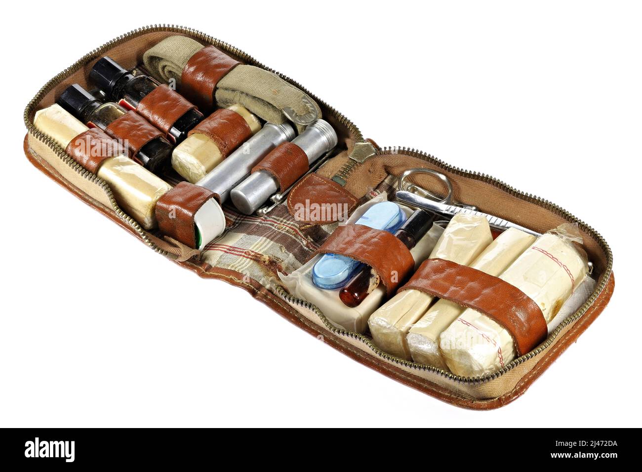 vintage first-aid kit isolated on white background Stock Photo - Alamy