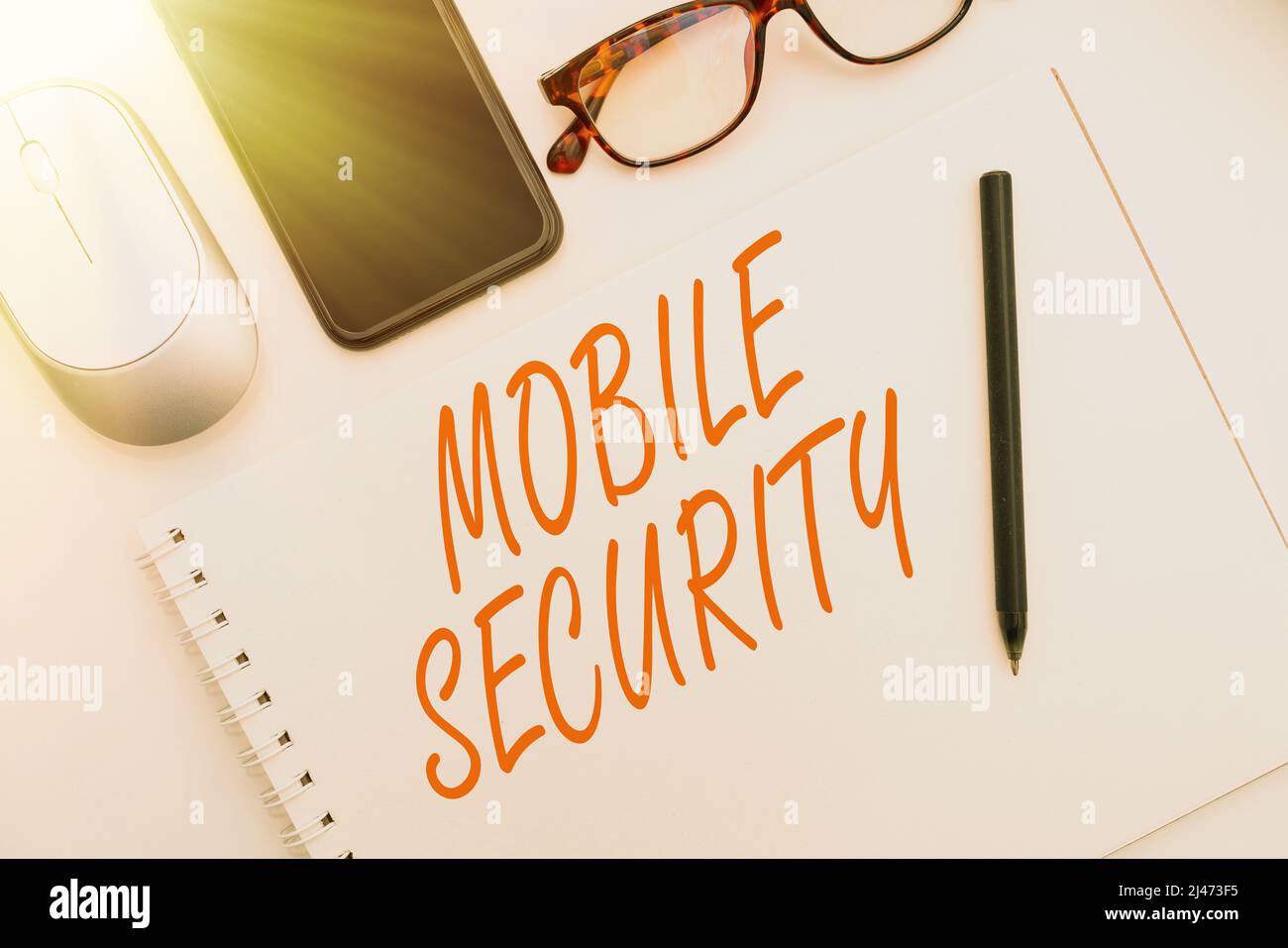 Text Caption Presenting Mobile Security Word Written On Protection Of