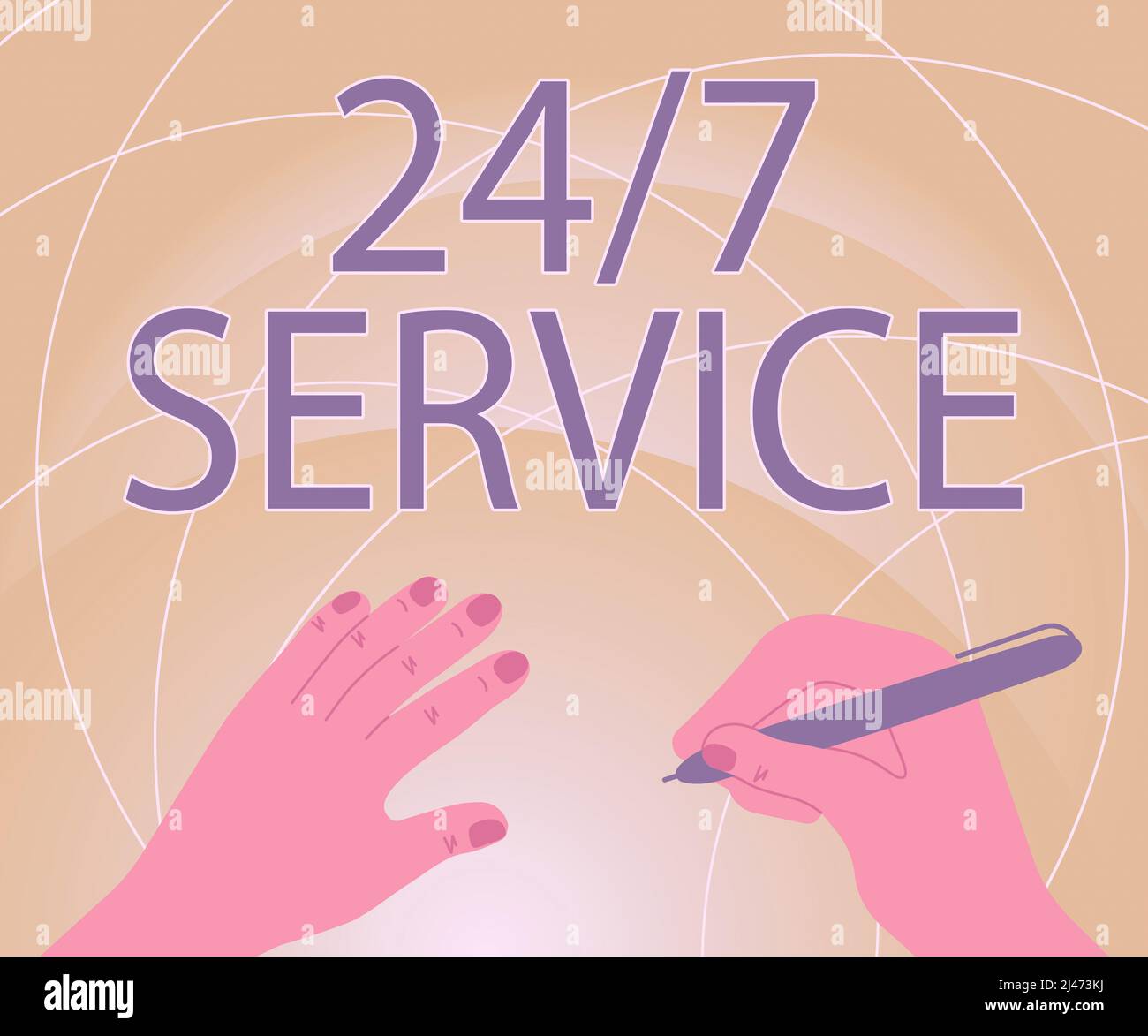 Conceptual display 24 Or 7 Service. Business showcase Always available ...