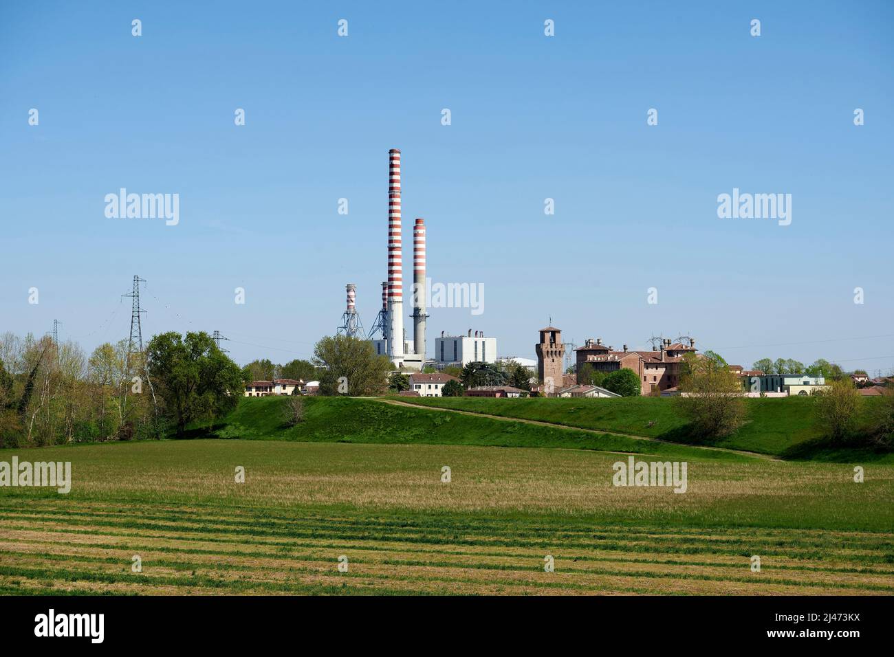 Revere (Mn) Italy, a view of the Ostiglia hydroelectric power station ...