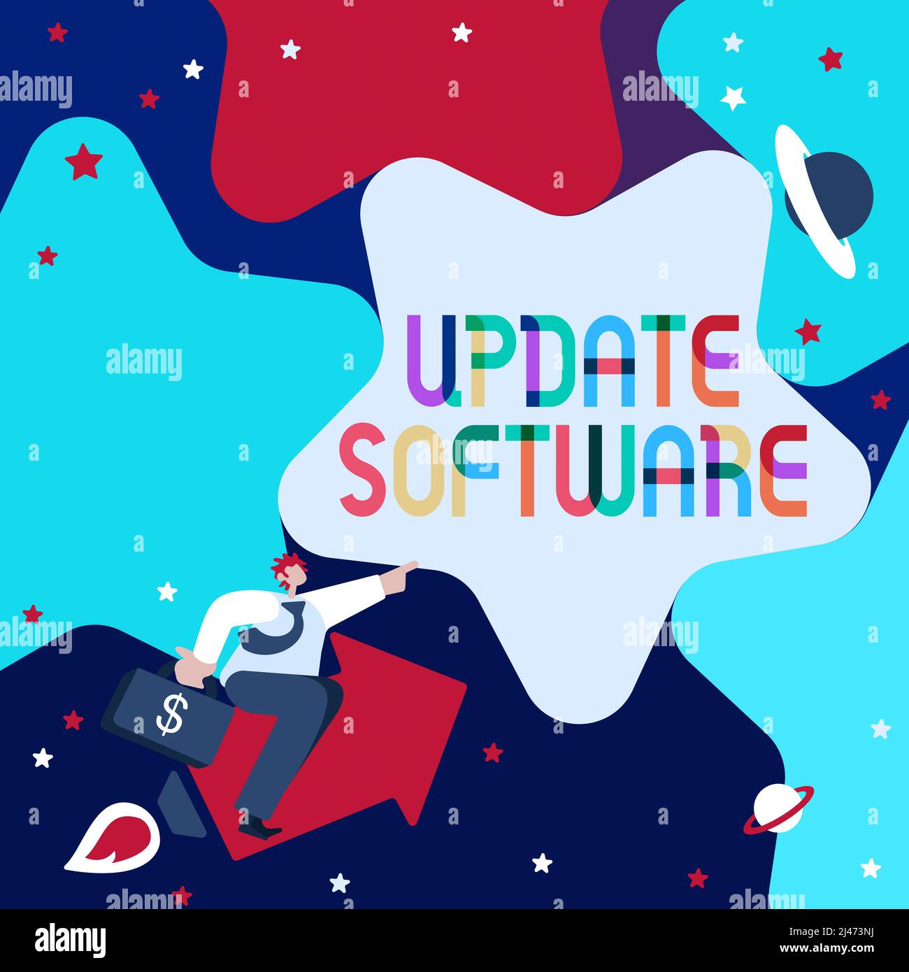 Conceptual caption Update Software. Business overview replacing program with a newer version of ...