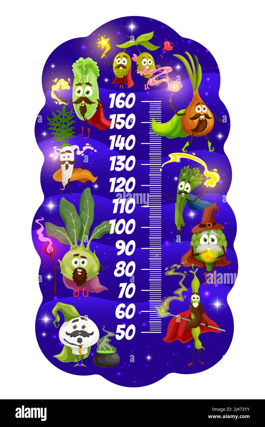 Funny magician, wizard and fairy vegetables kids height chart growth ...