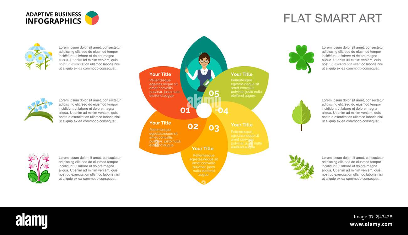 Petal chart with five elements. Metaphor, diagram, layout. Creative ...
