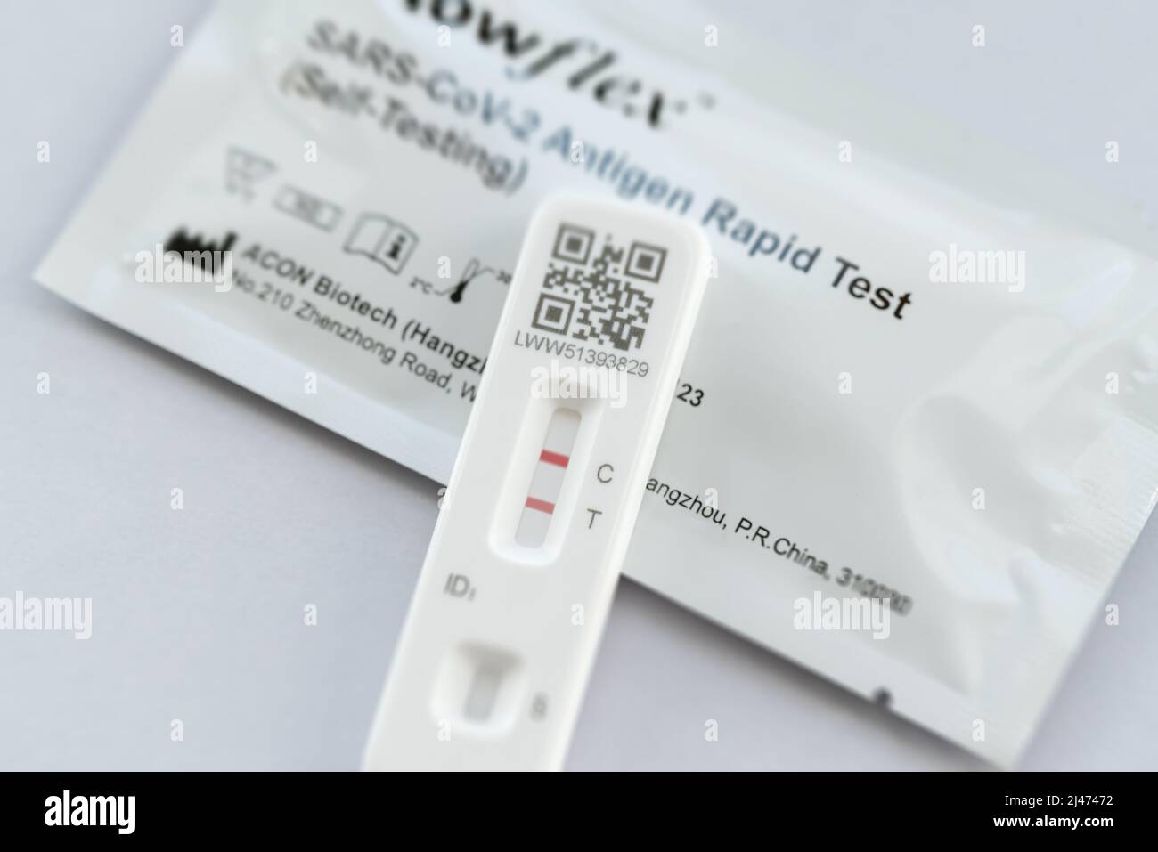 COVID-19 Self Test - Rapid Antigen Test (testing postive) - Stock Image ...
