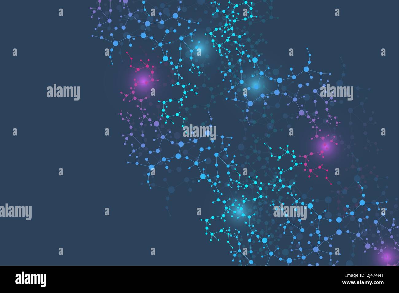 Science network pattern, connecting lines and dots. Technology hexagons ...