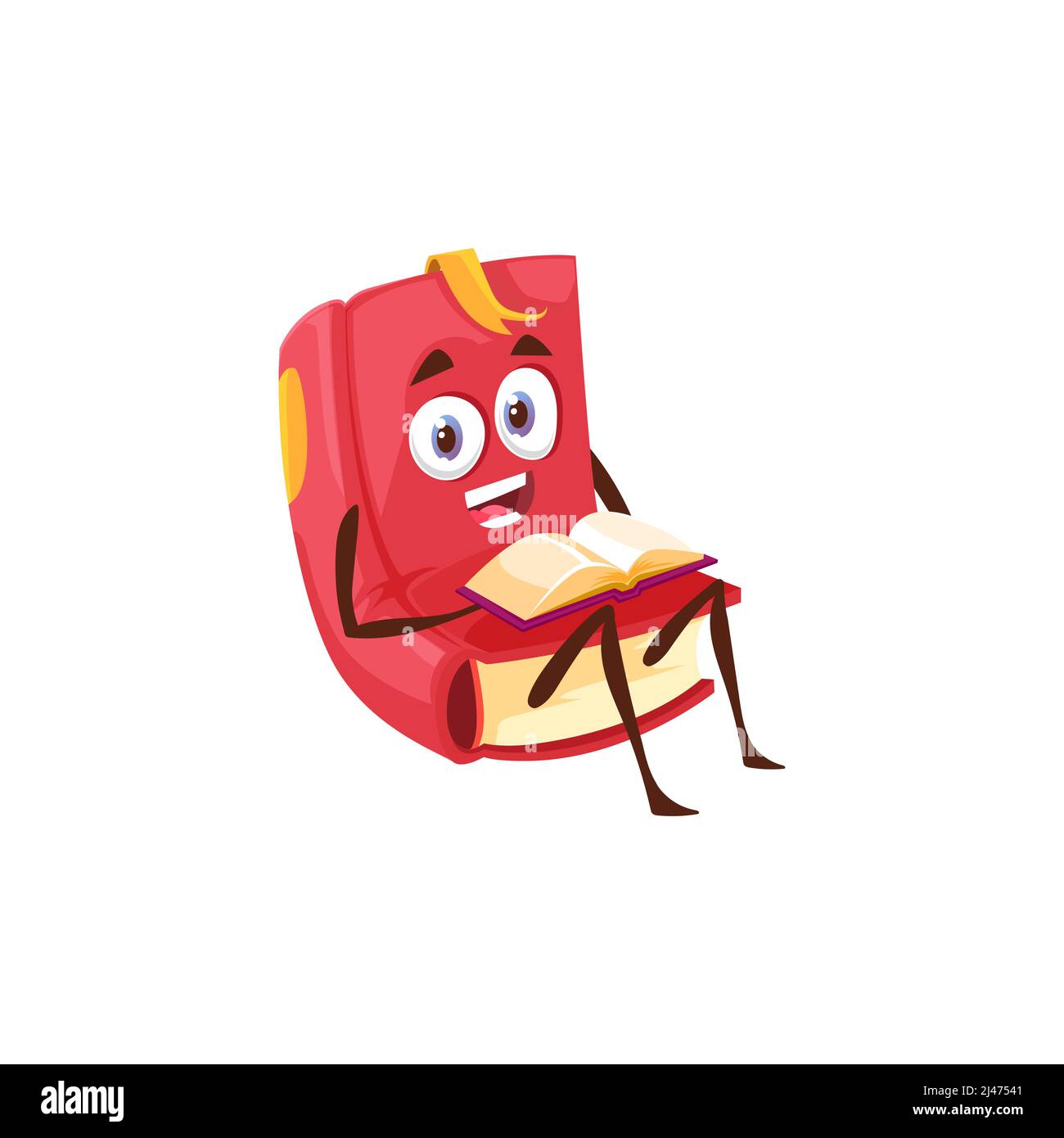 Red book in hard cover happy emoticon isolated fairytale textbook in ...