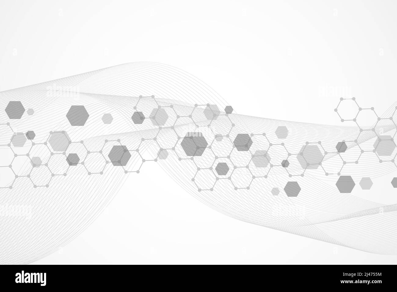 Science network pattern, connecting lines and dots. Technology hexagons ...