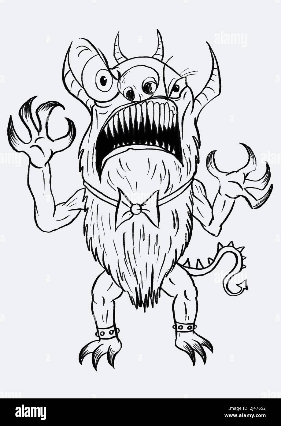 hand drawn monster character Stock Photo - Alamy