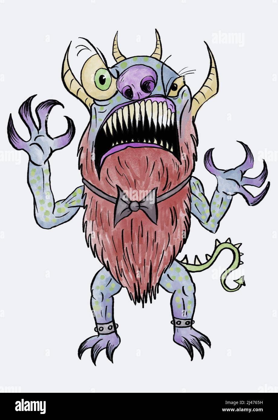 hand drawn monster character Stock Photo - Alamy