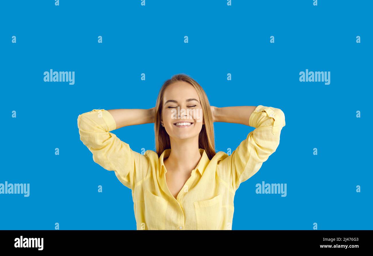 Pleasant woman closed eyes hi-res stock photography and images - Alamy