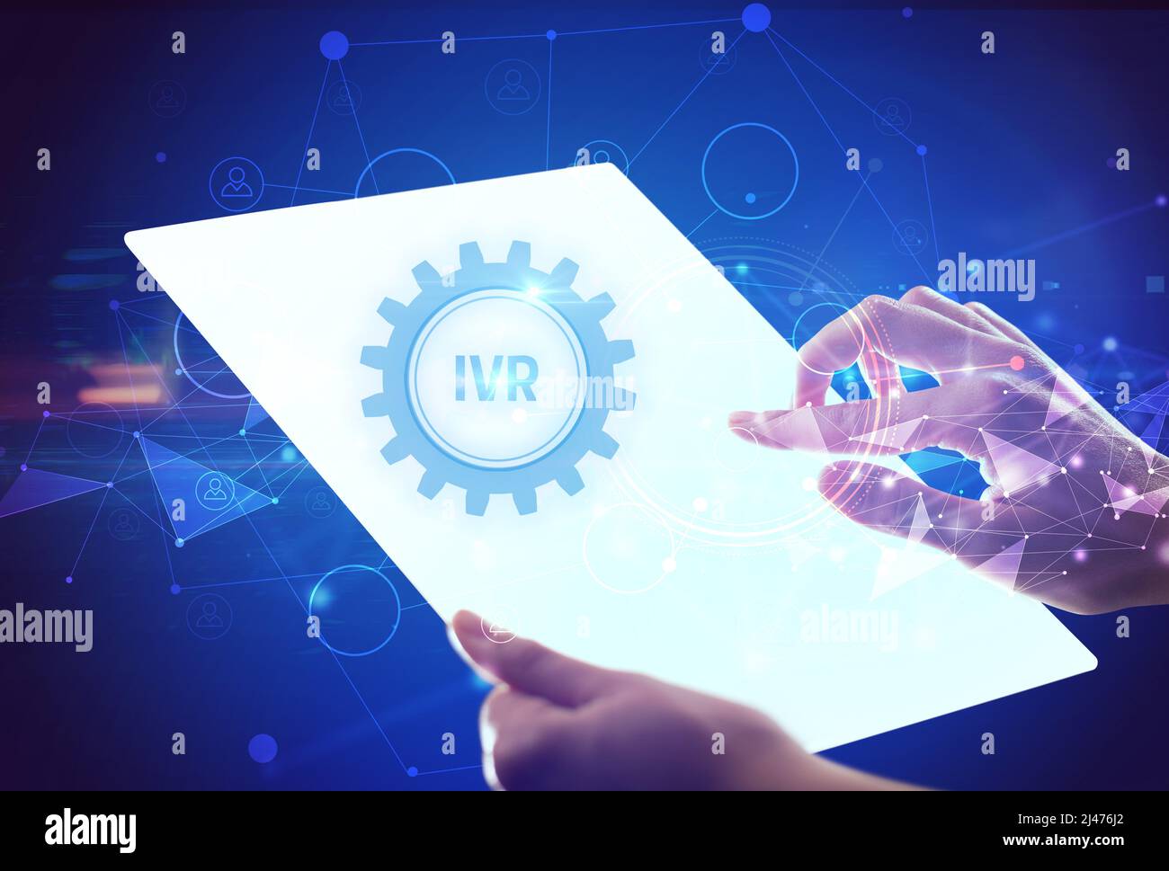 Hand holdig futuristic tablet concept Stock Photo - Alamy