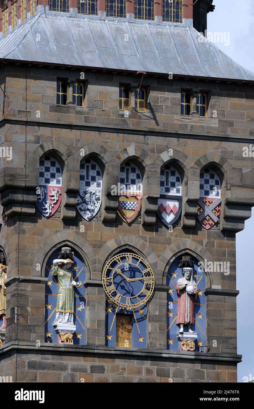 The Clock Tower at Cardiff Castle Stock Photo - Alamy