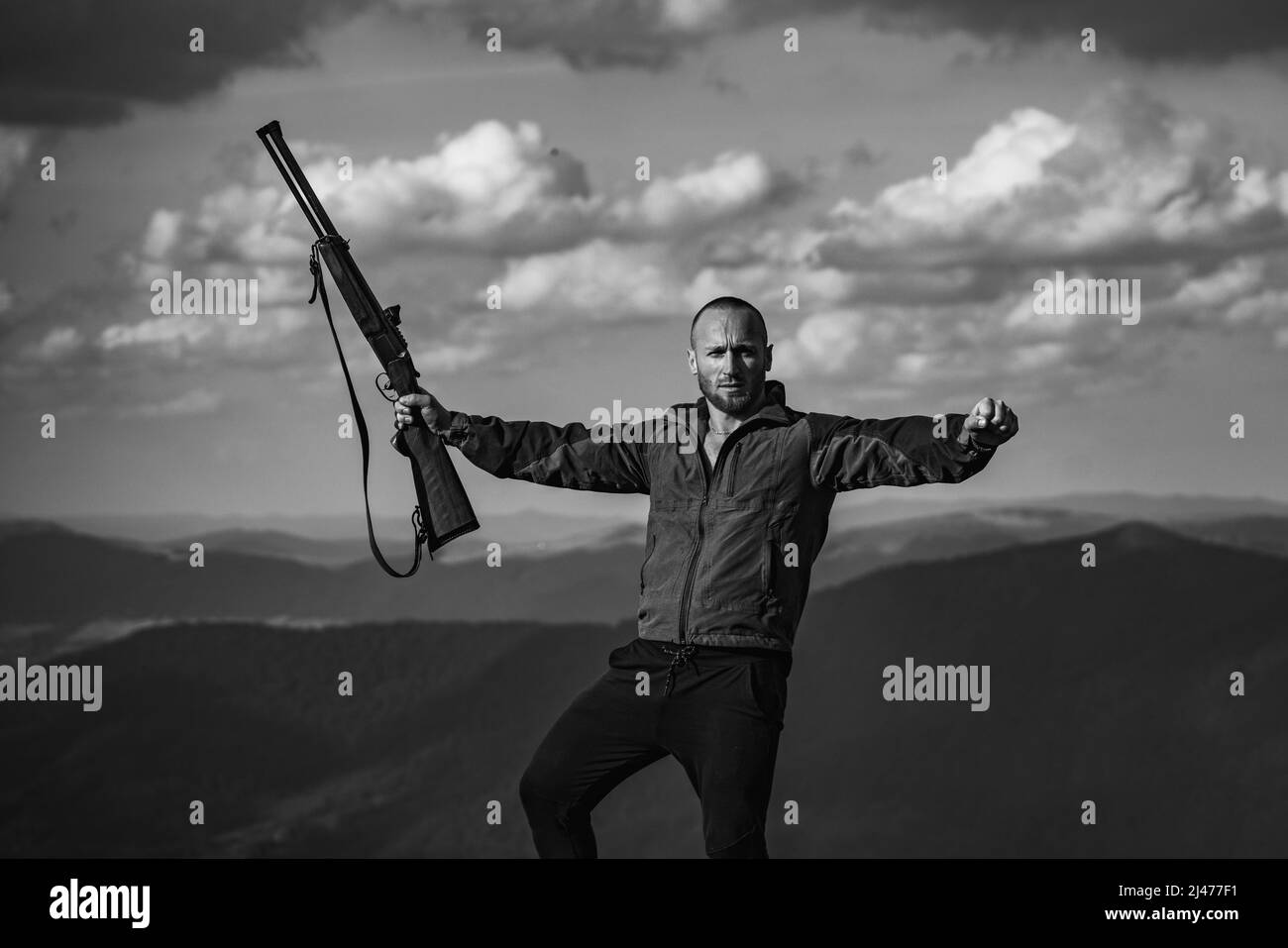 Hunting Gear - Hunting Supplies and Equipment. A hunter with a hunting ...