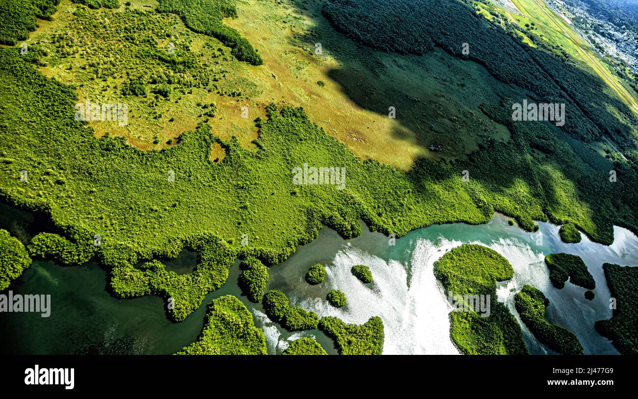 Aerial view of the West coast, Grande-Terre, Guadeloupe, Lesser ...