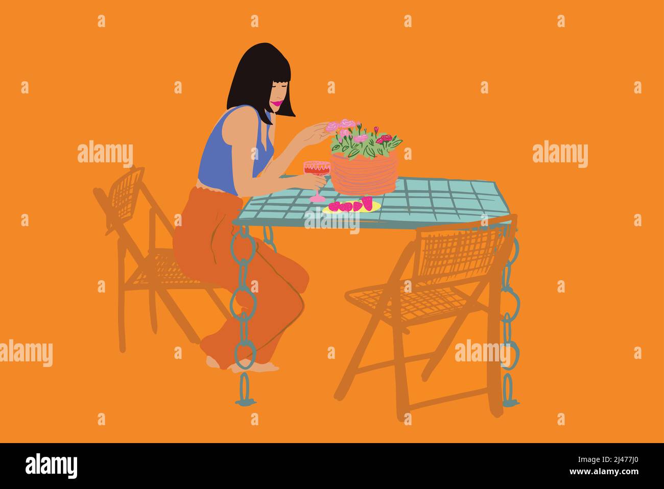 Eating garden table Stock Vector Images - Alamy