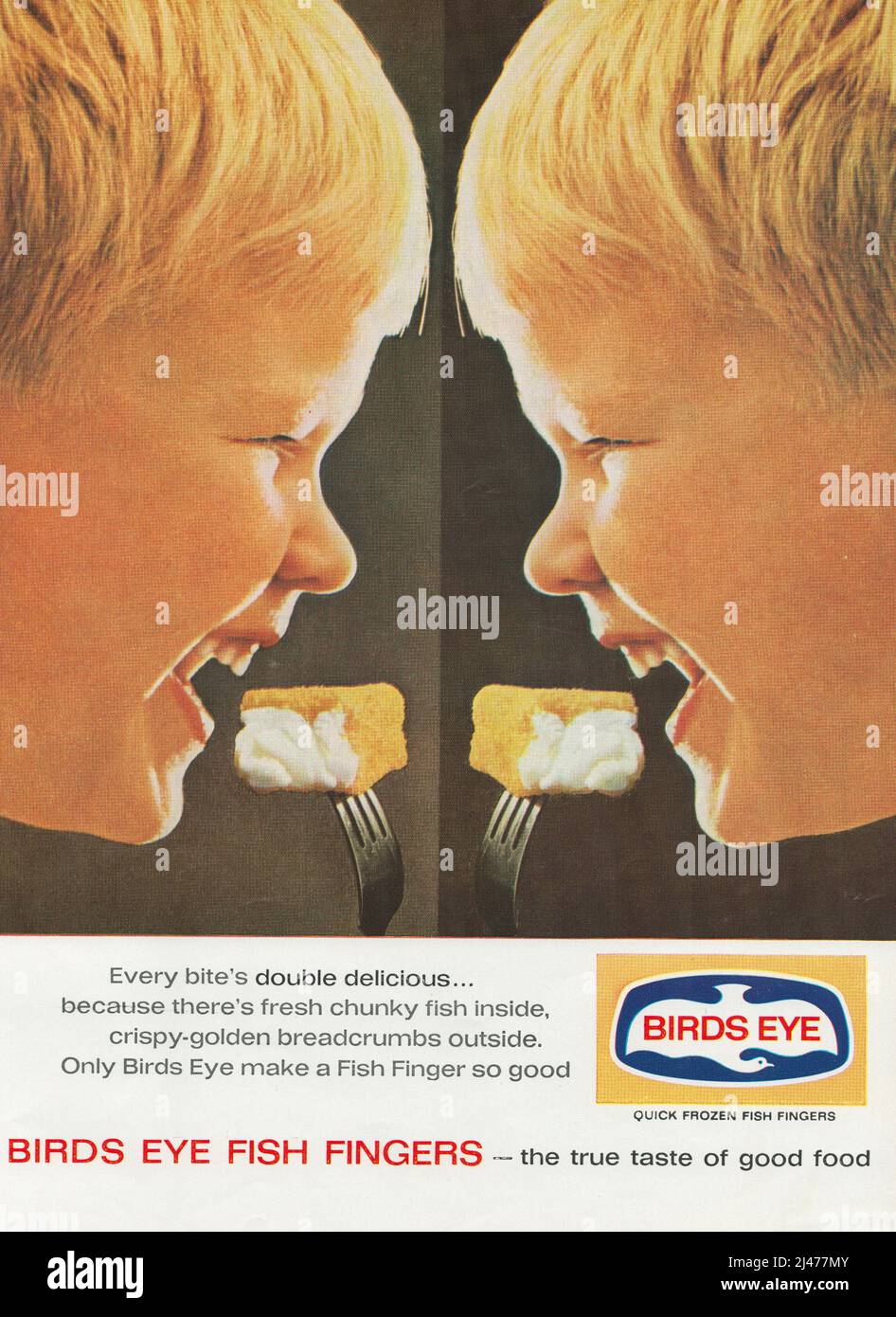 Birds eye fish fingers 1960s paper magazine advertisement advert Stock ...