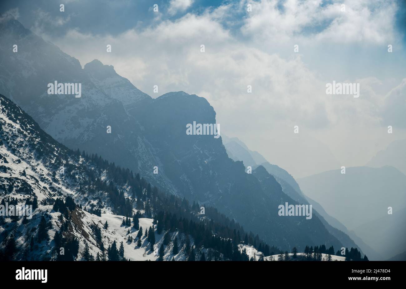 Fantastic winter landscape at Pinzolo Ski Resort in Val Rendena in ...