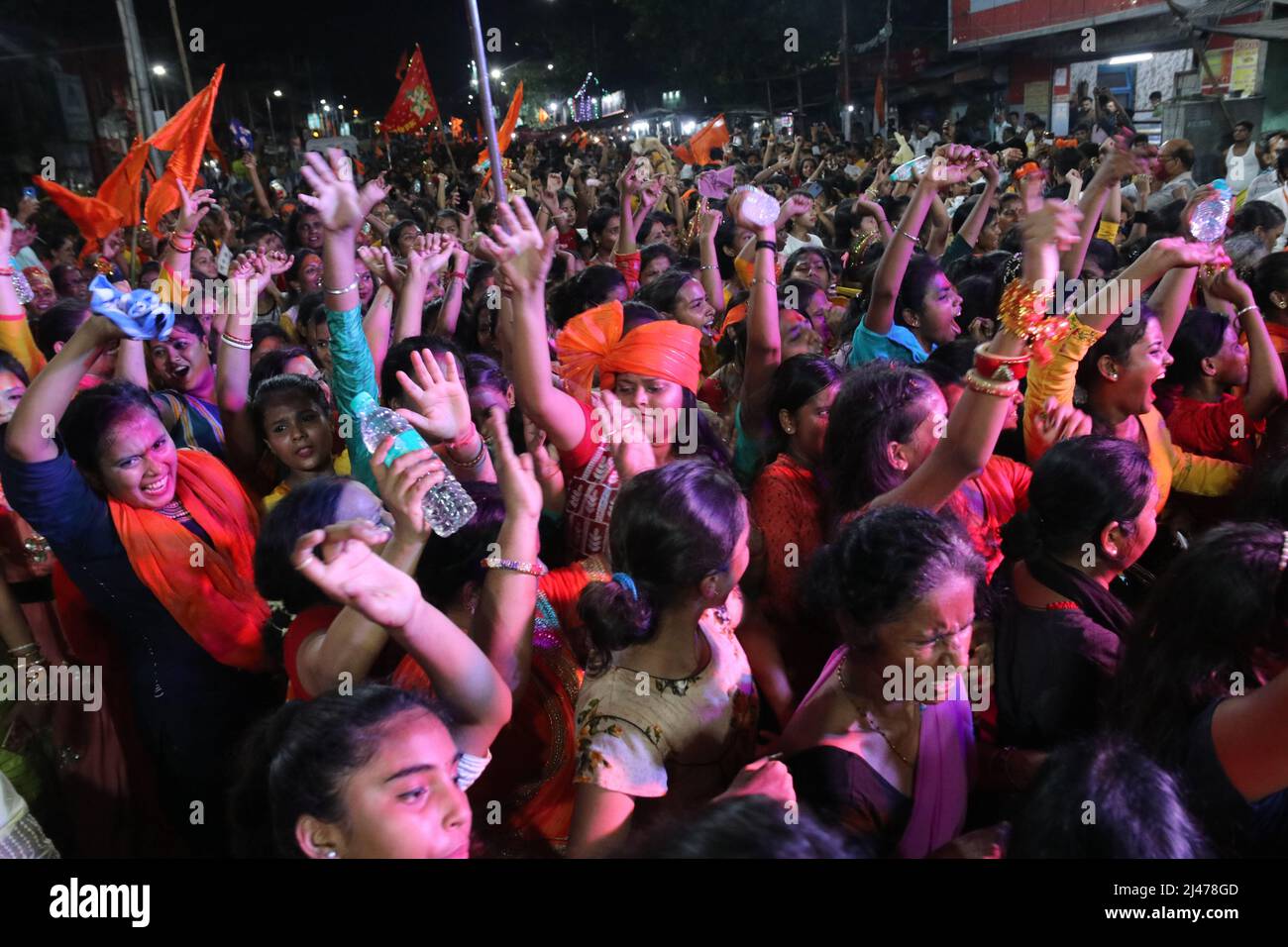 Kolkata, India. 10th Apr, 2022. (4/10/2022) Indian devotees take part in a religious procession ...