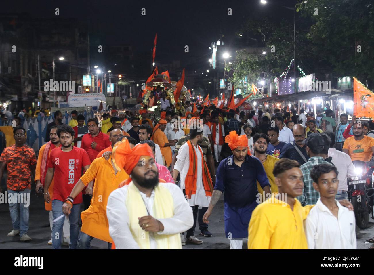 Kolkata, India. 10th Apr, 2022. (4/10/2022) Indian devotees take part in a religious procession ...