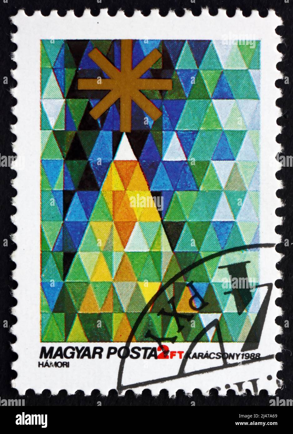 HUNGARY - CIRCA 1988: a stamp printed in the Hungary shows Christmass ...