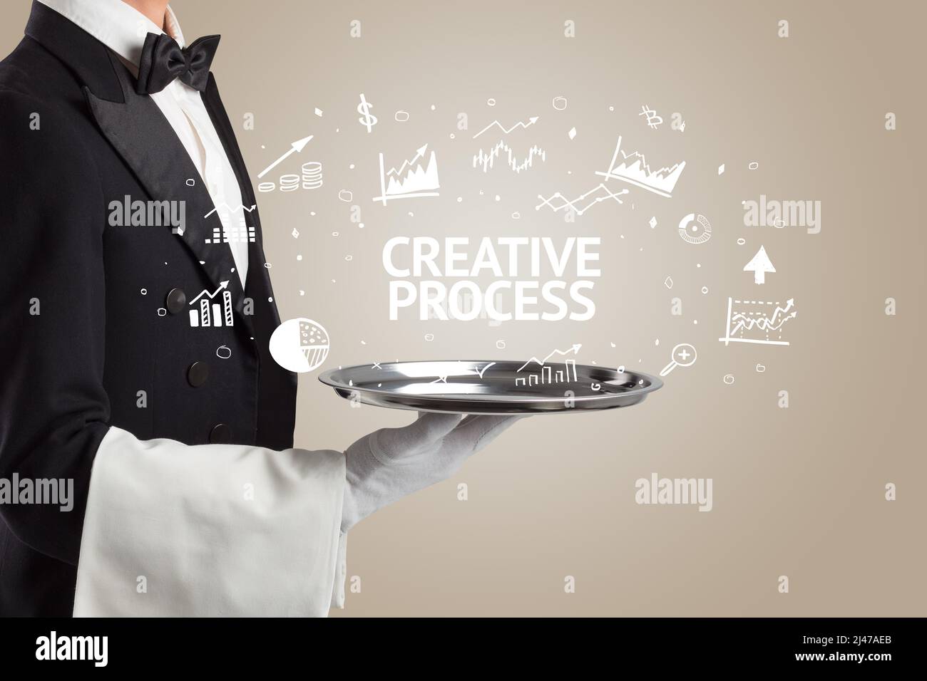 Waiter serving business idea concept Stock Photo - Alamy