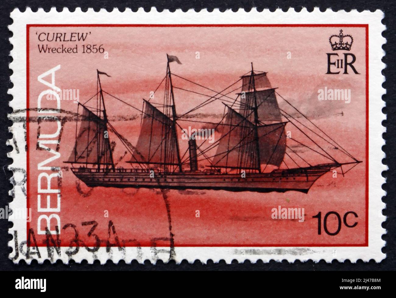 BERMUDA - CIRCA 1986: a stamp printed in Bermuda shows Curlew ...