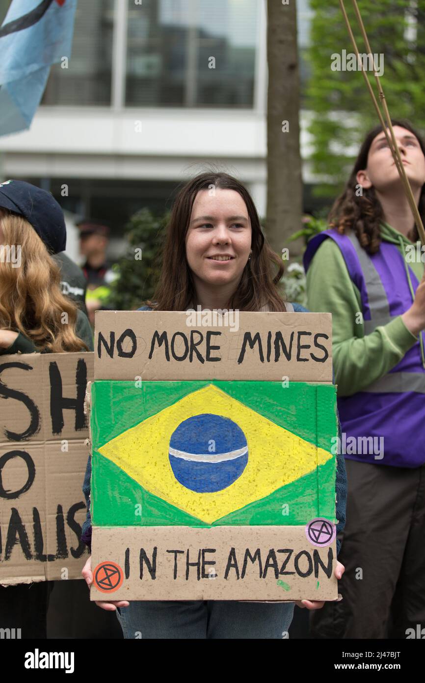 London UK 12 April XR Extinction Rebellion stage protest blackrock ...