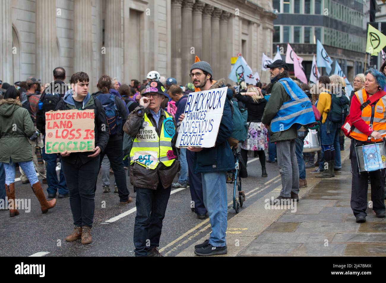 London UK 12 April XR Extinction Rebellion stage protest blackrock ...