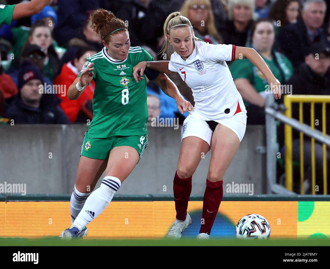 Northern Ireland's Marissa Callaghan (left) and England's Leah ...