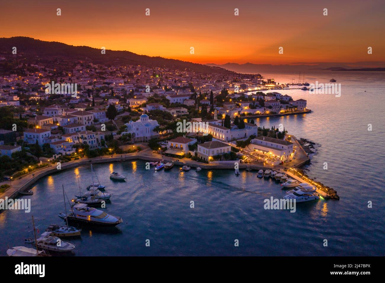 View of the amazing island of Spetses, Greece Stock Photo - Alamy