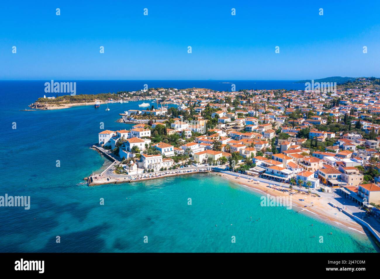 View of the amazing island of Spetses, Greece Stock Photo - Alamy