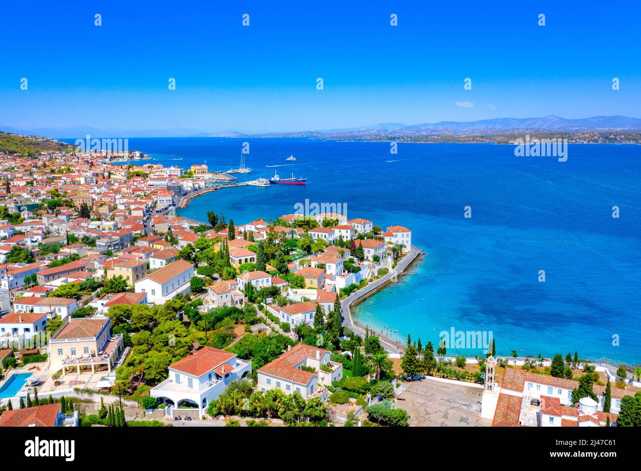 View of the amazing island of Spetses, Greece Stock Photo - Alamy