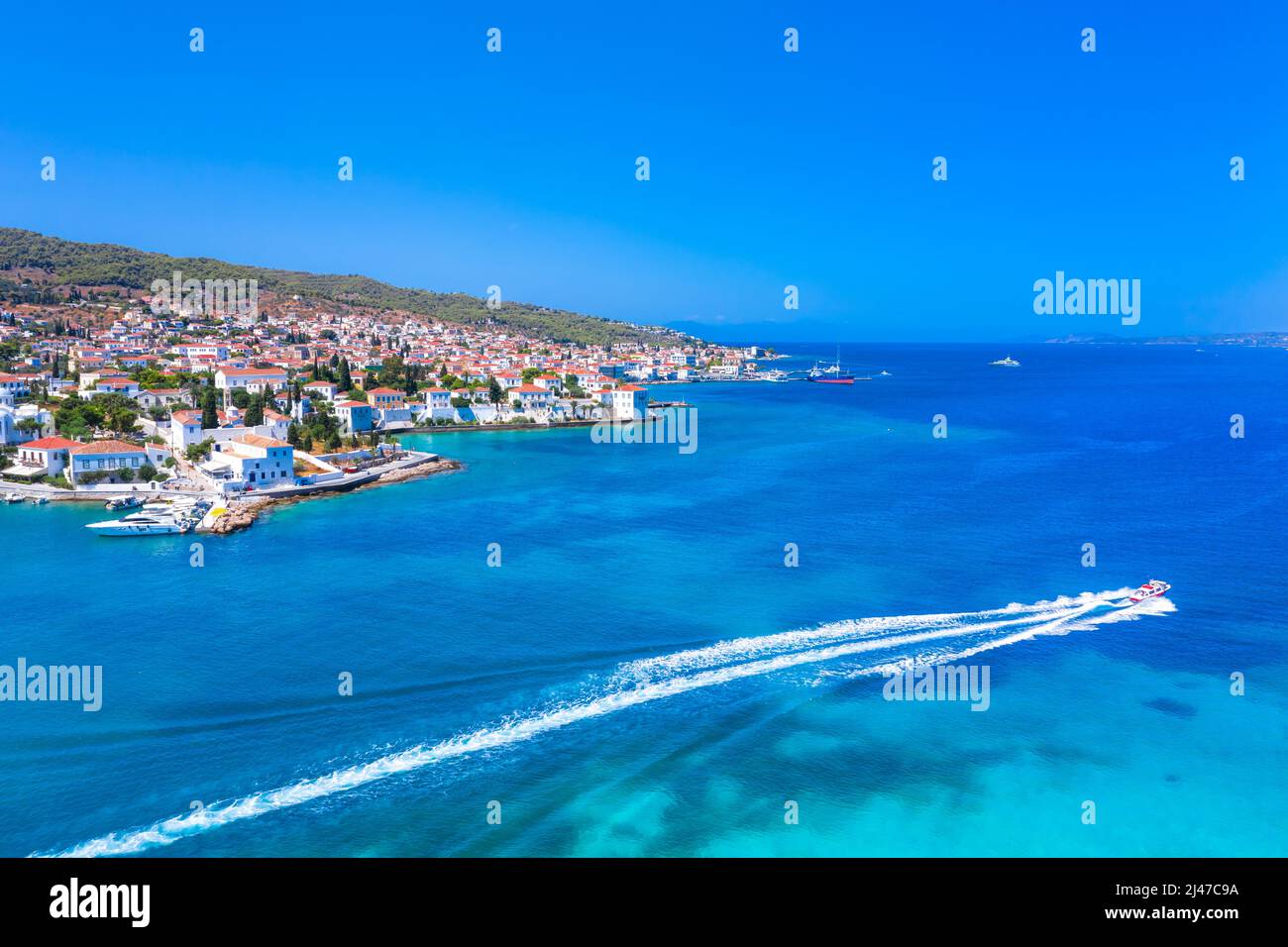 View of the amazing island of Spetses, Greece Stock Photo - Alamy