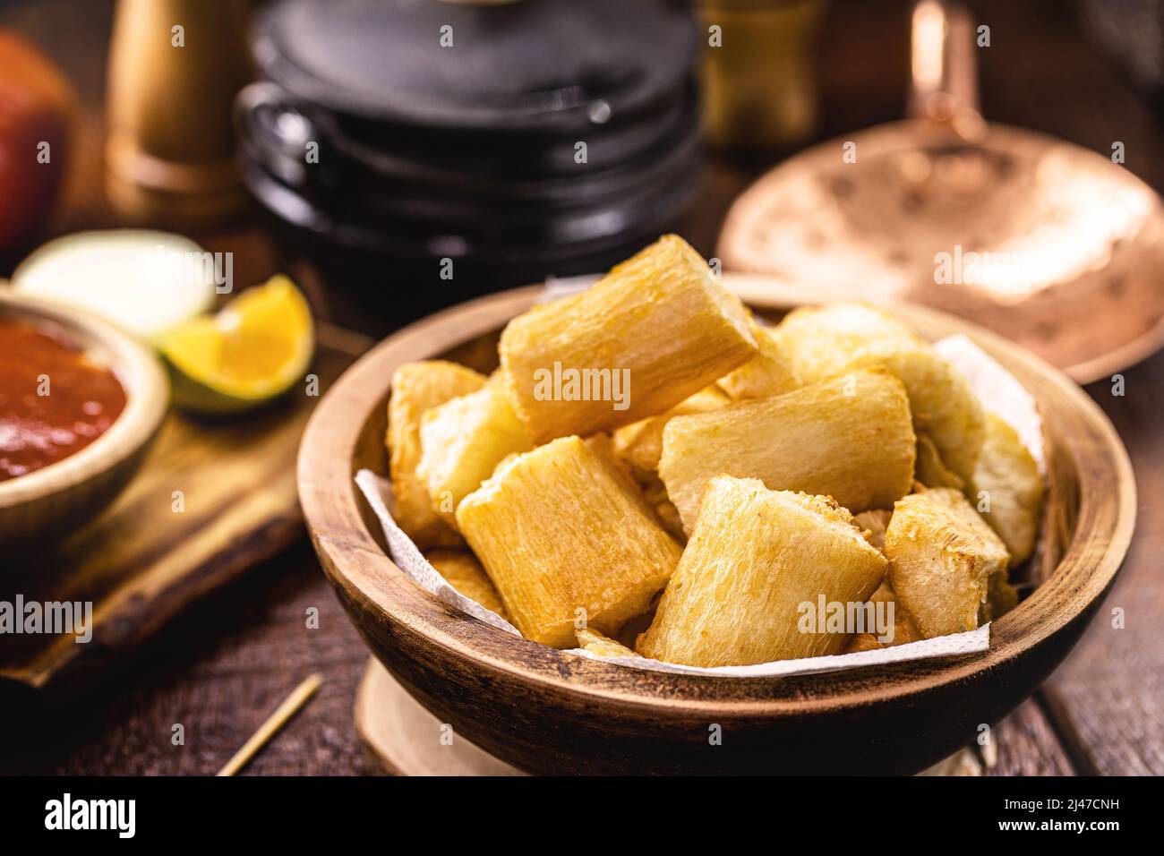 fried cassava, traditional food from the state of Minas Gerais, rustic ...