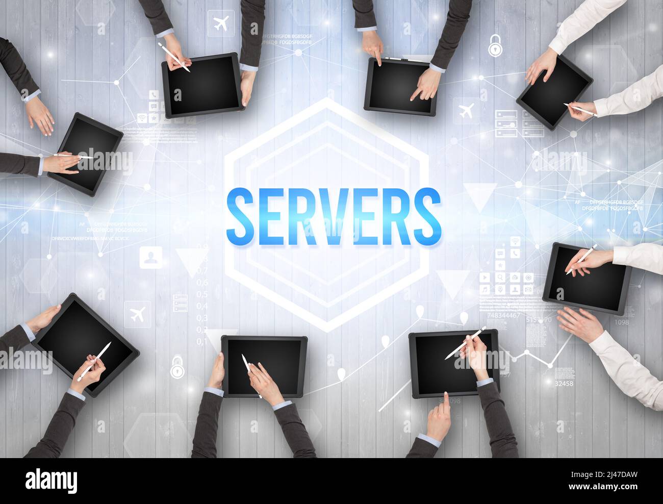 Group of Busy People Working in an Office, technology concept Stock ...