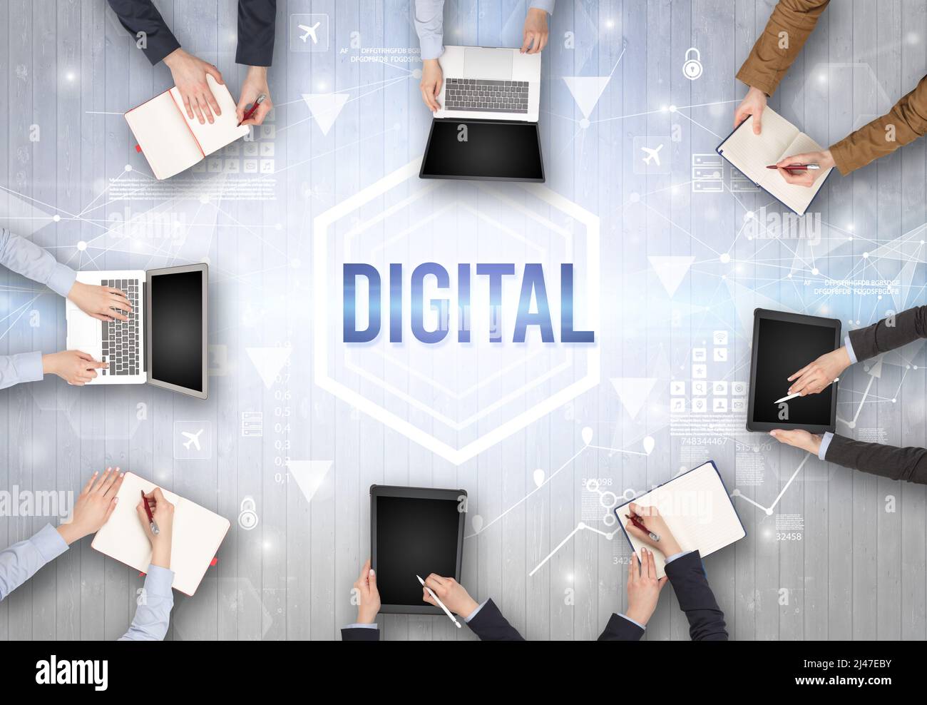 Group of Busy People Working in an Office, technology concept Stock ...