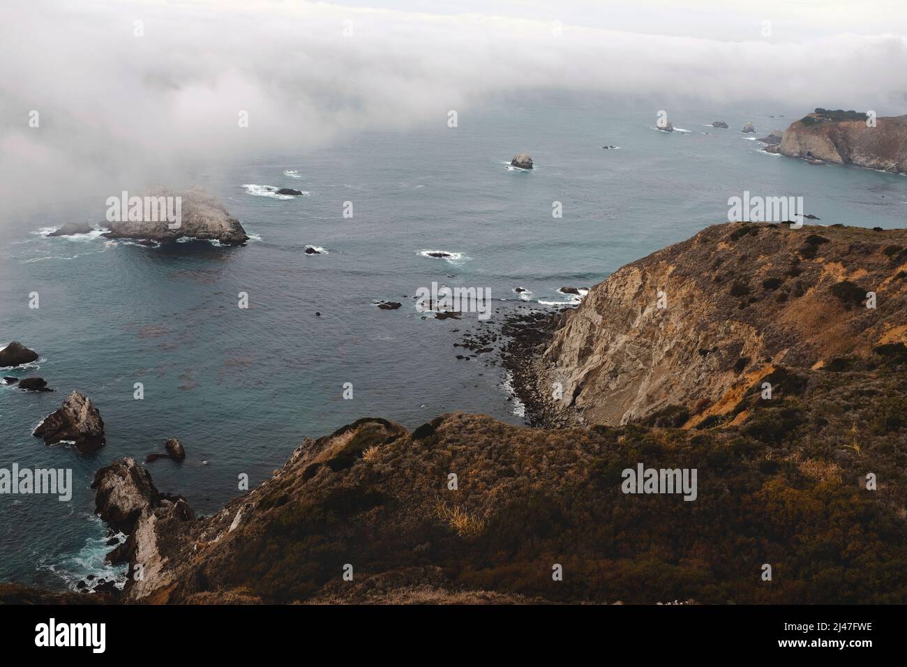 Fog over Pacific Ocean, Big Sur, California, USA Stock Photo - Alamy