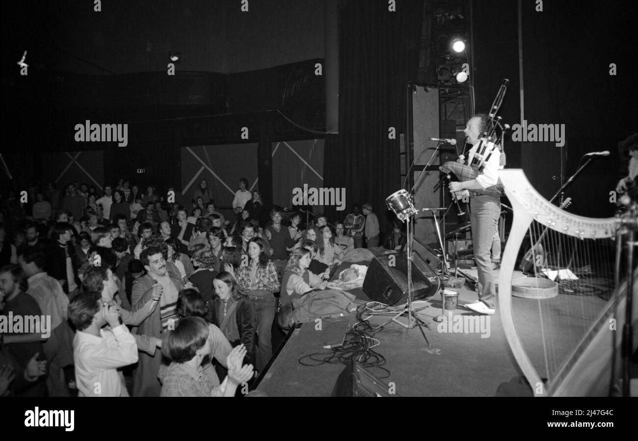 French musician and singer Alan Stivell performing at The Venue, London ...