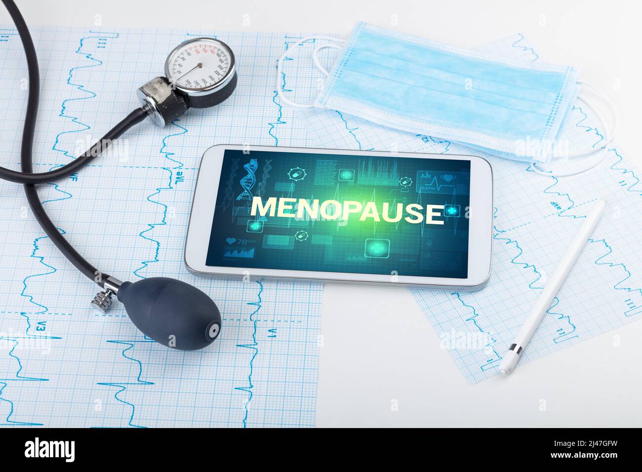 Tablet pc and medical stuff Stock Photo - Alamy