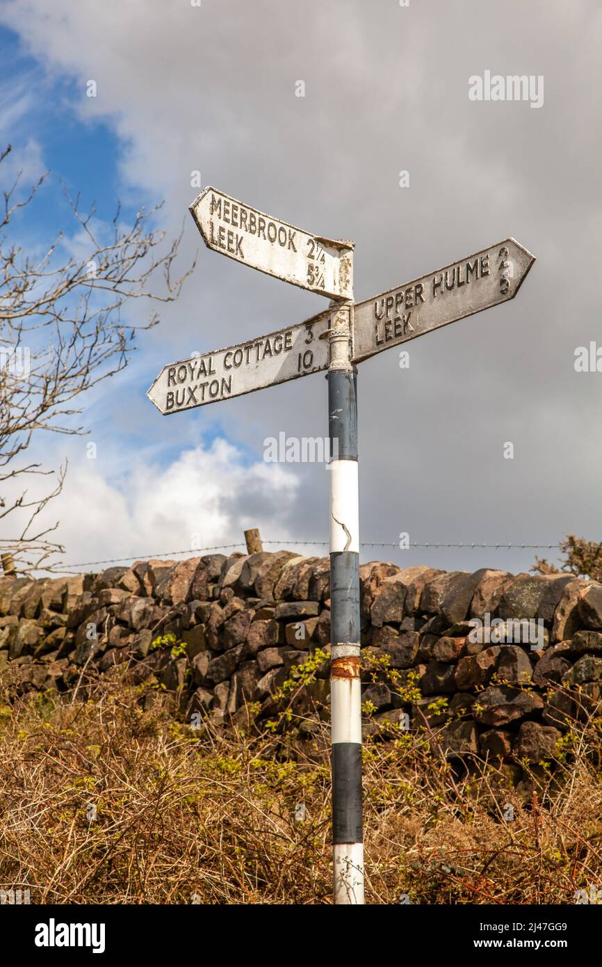 Finger post sign post in the Peak District national park near Leek ...