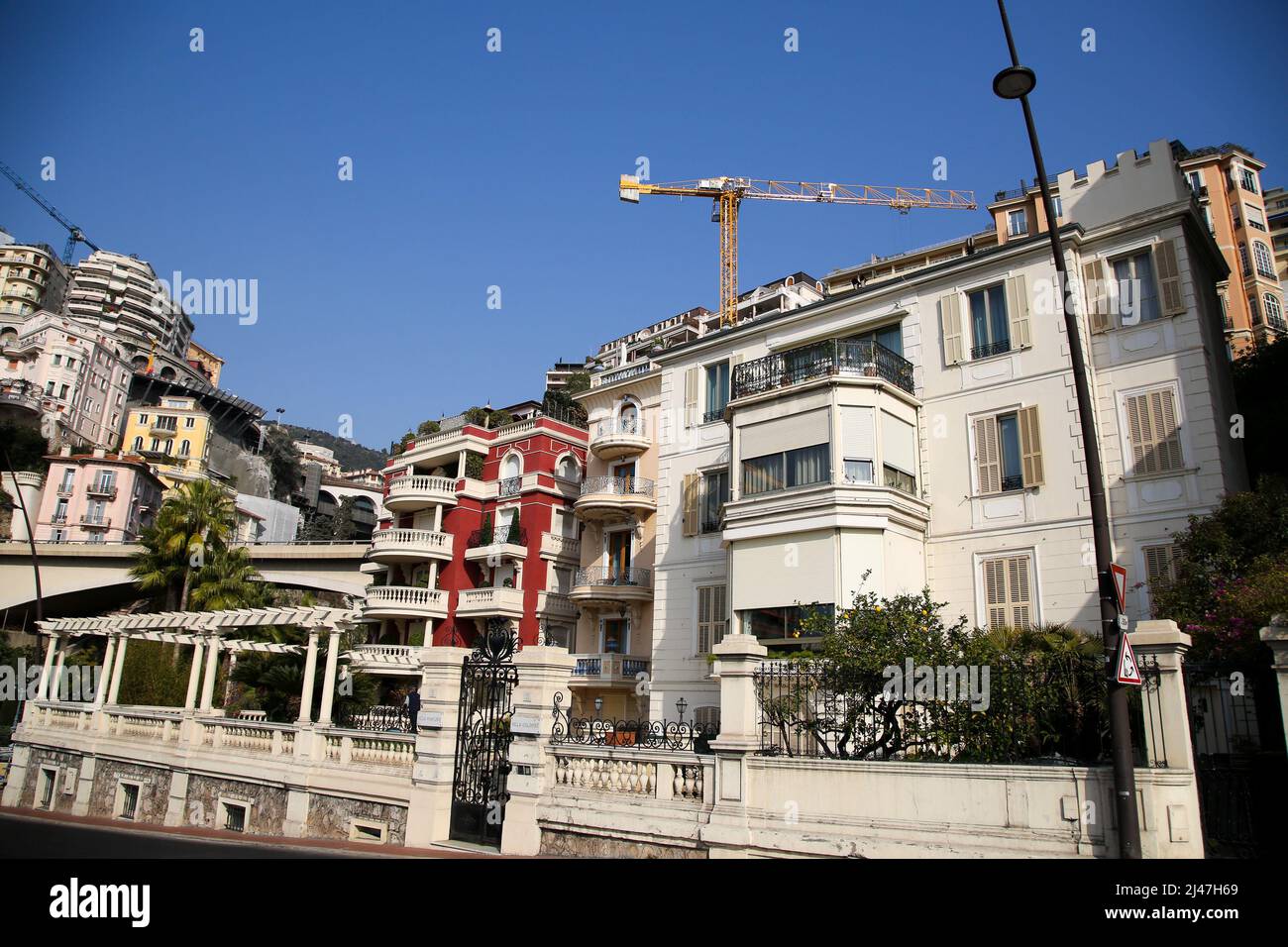 Exterior view of architecture in Monte Carlo, Monaco on a warm and ...