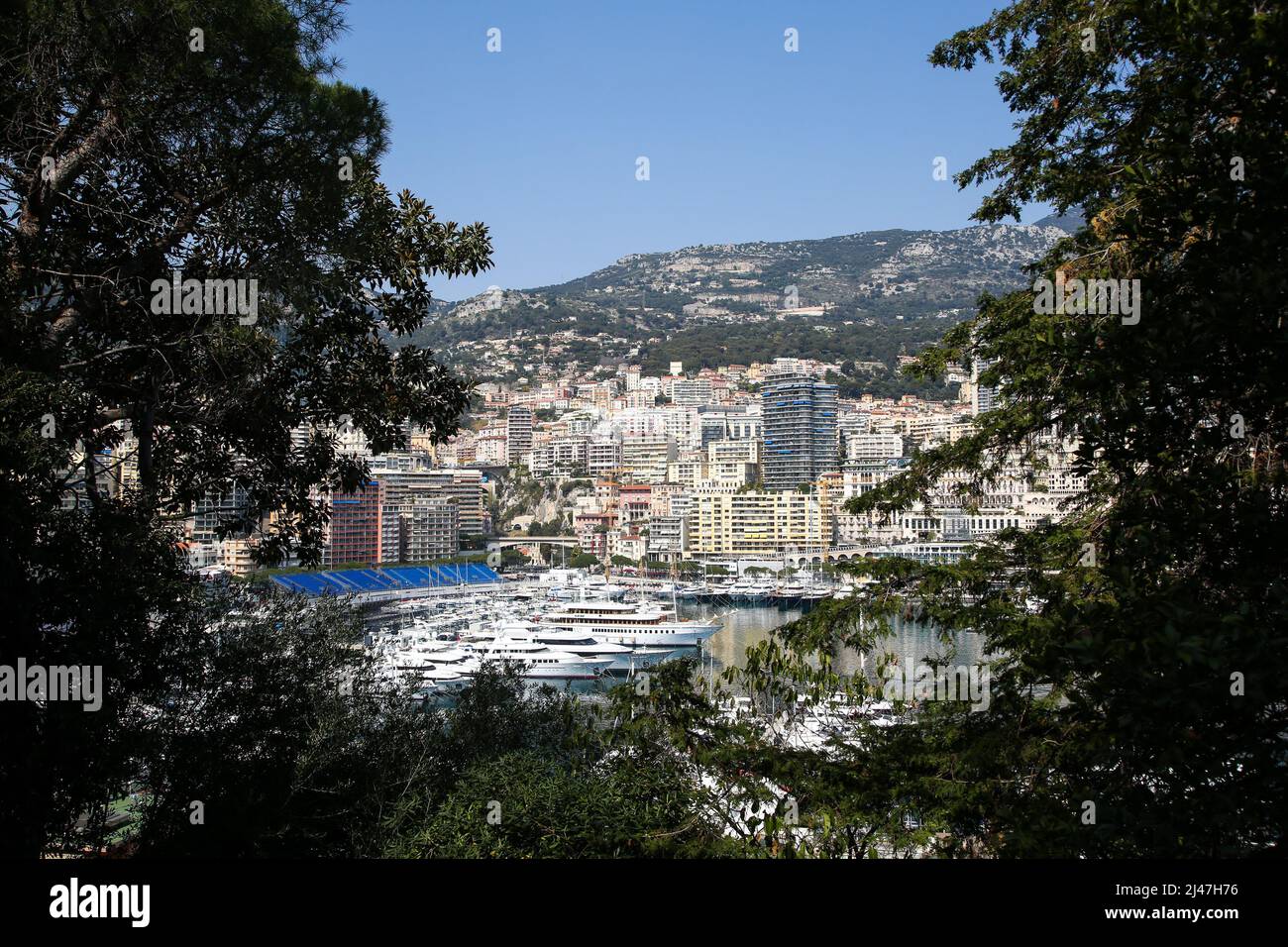 Aerial view of architecture and the harbour in Monte Carlo, Monaco on a ...