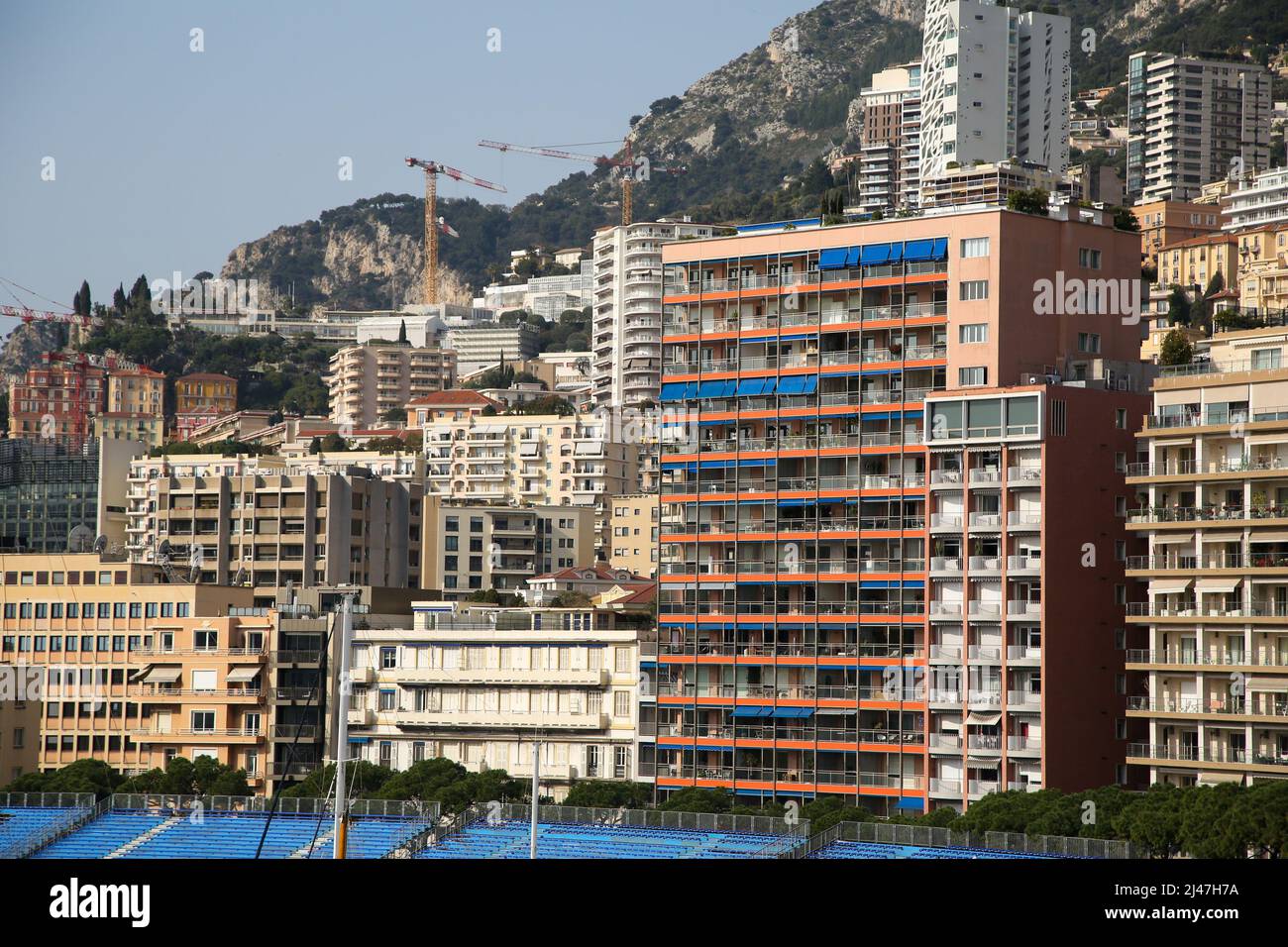 Exterior view of architecture in Monte Carlo, Monaco on a warm and ...