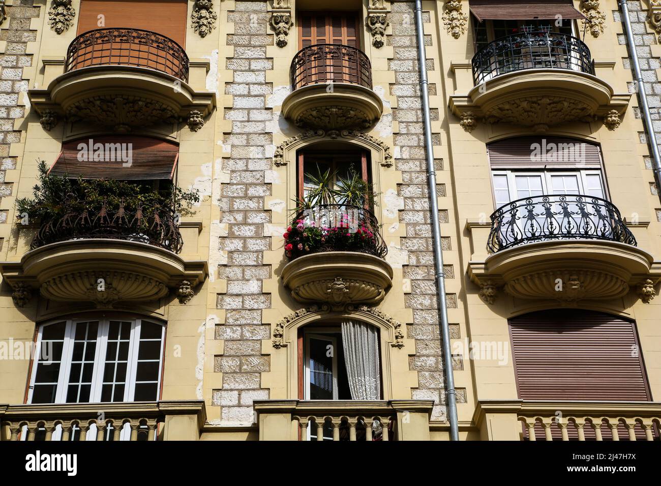 Balconies in a tower block in Monte Carlo, Monaco on a warm and sunny ...