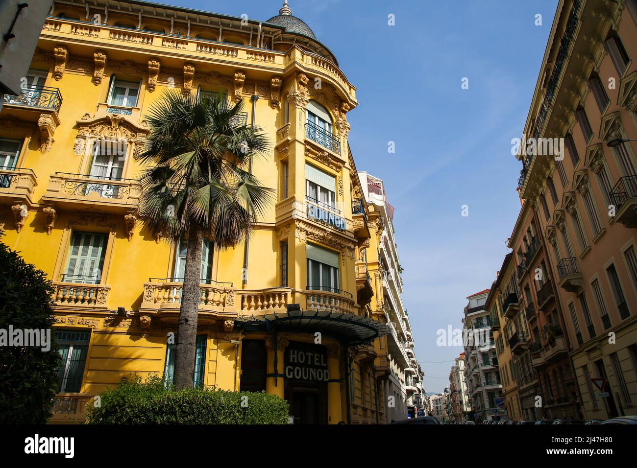 Exterior view of architecture in Monte Carlo, Monaco on a warm and ...