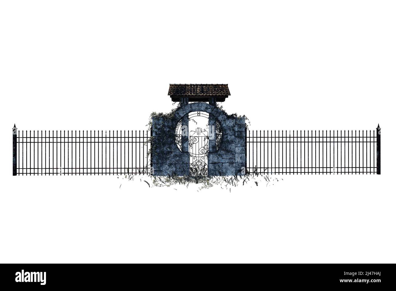 Fantasy Academy Wrought-Iron Gate, 3D illustration, 3D rendering Stock ...