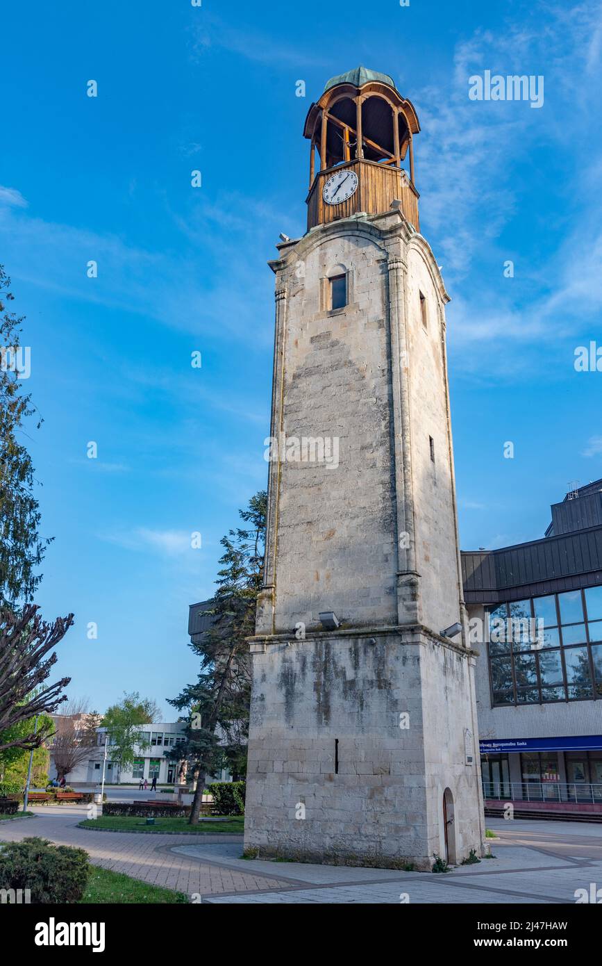 Razgrad, Bulgaria, April 30, 2021: Historical clock tower in Razgrad ...