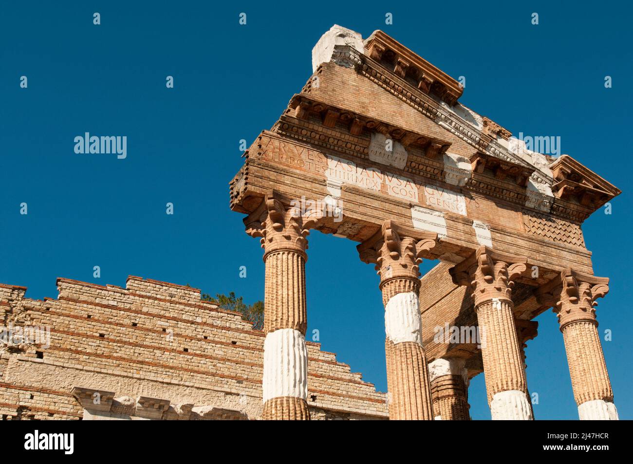 View of the roman ruins of Capitolium temple (tempio capitolino ...
